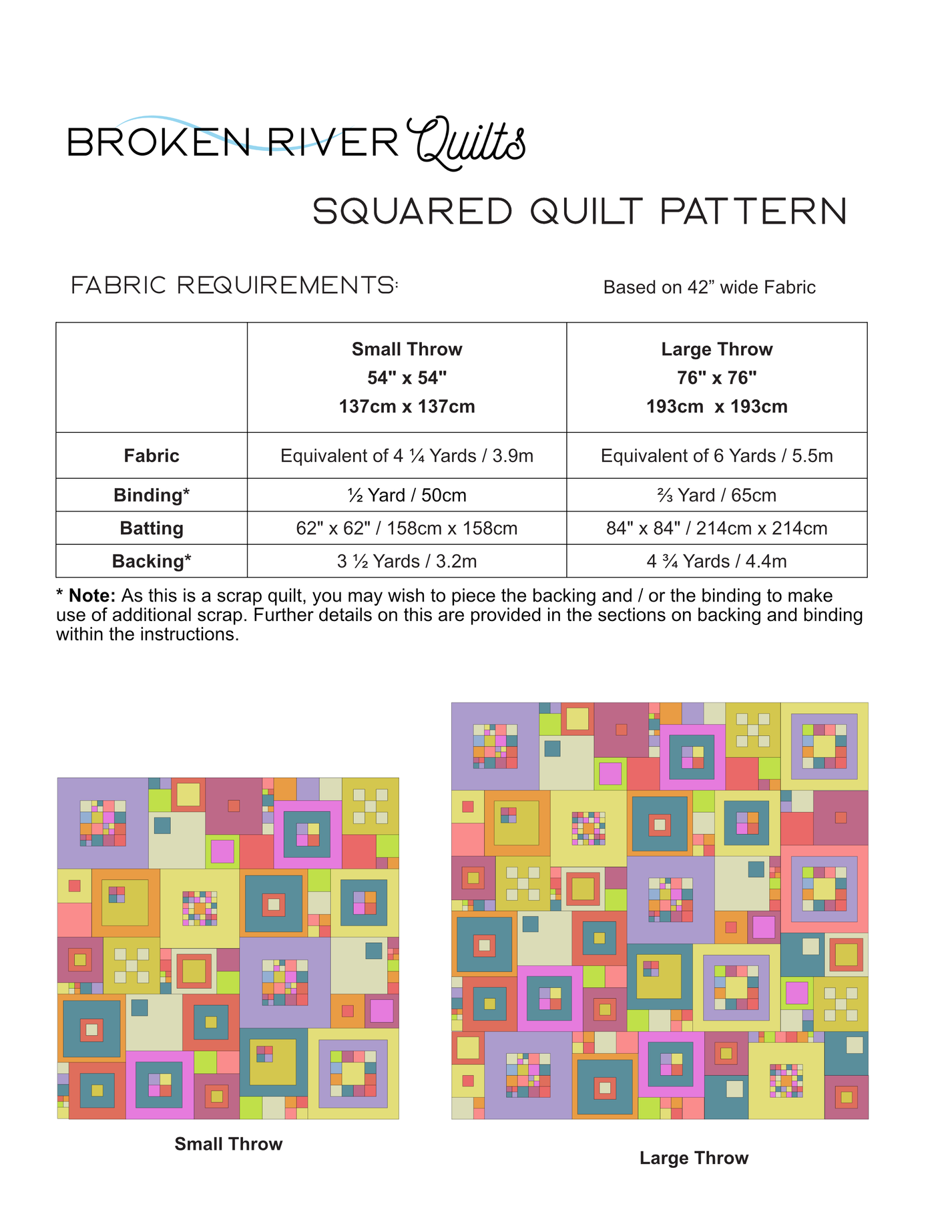 Squared Quilt – Scrap Busting Intermediate PDF Pattern – Broken River Quilts